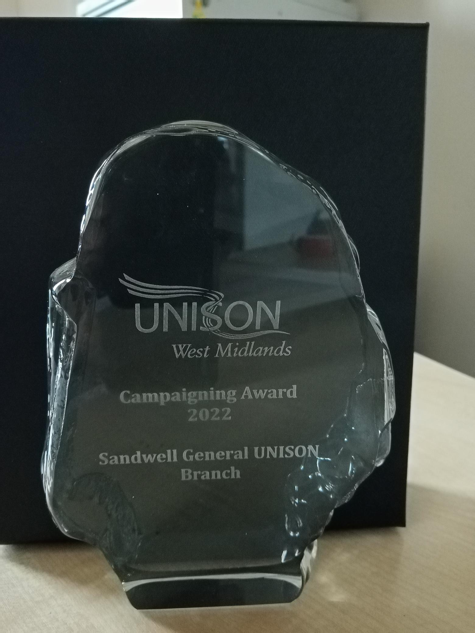 Branch Wins Awards – Sandwell General UNISON Branch
